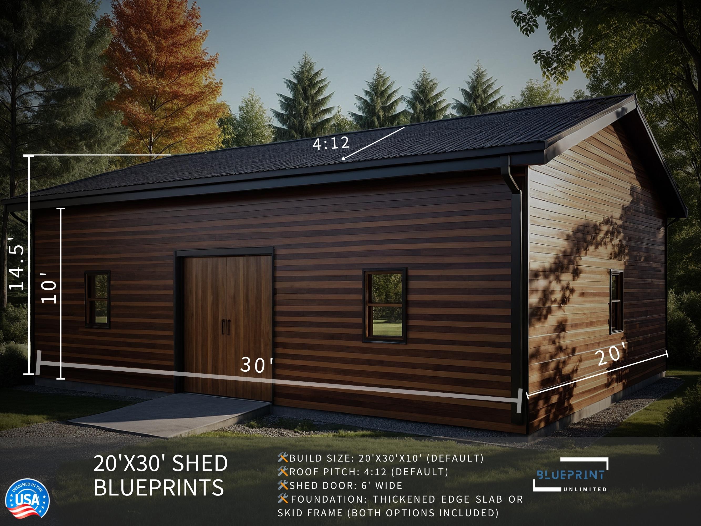 Shed Plans 20x30 for Construction and Permit - Etsy