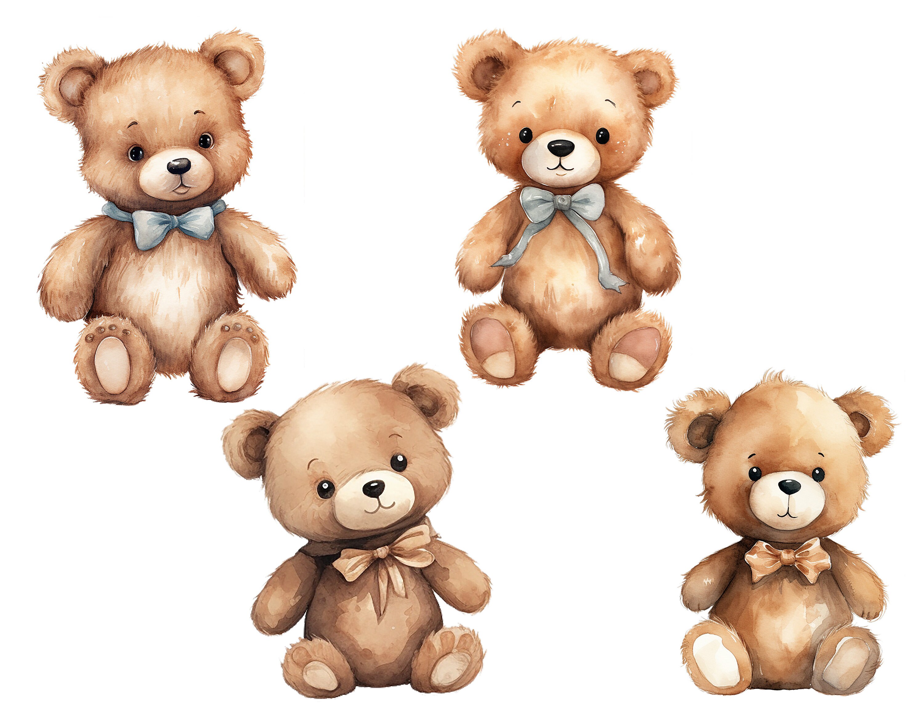Watercolor Teddy Bear Clipart, Spring Garden Bee and Honey Drips Clip ...