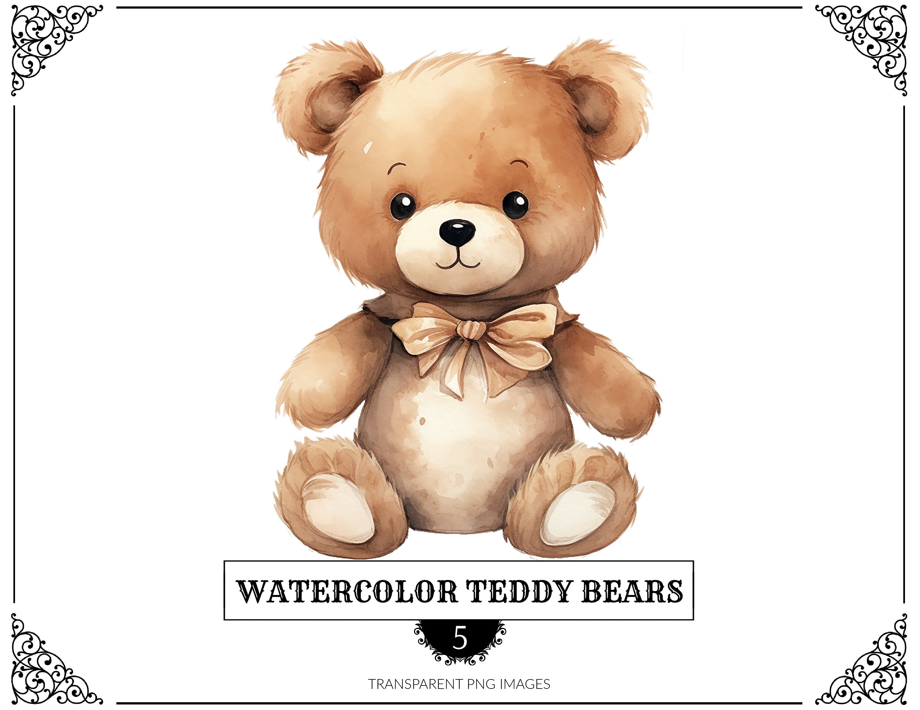 Watercolor Teddy Bear Clipart, Spring Garden Bee and Honey Drips Clip ...