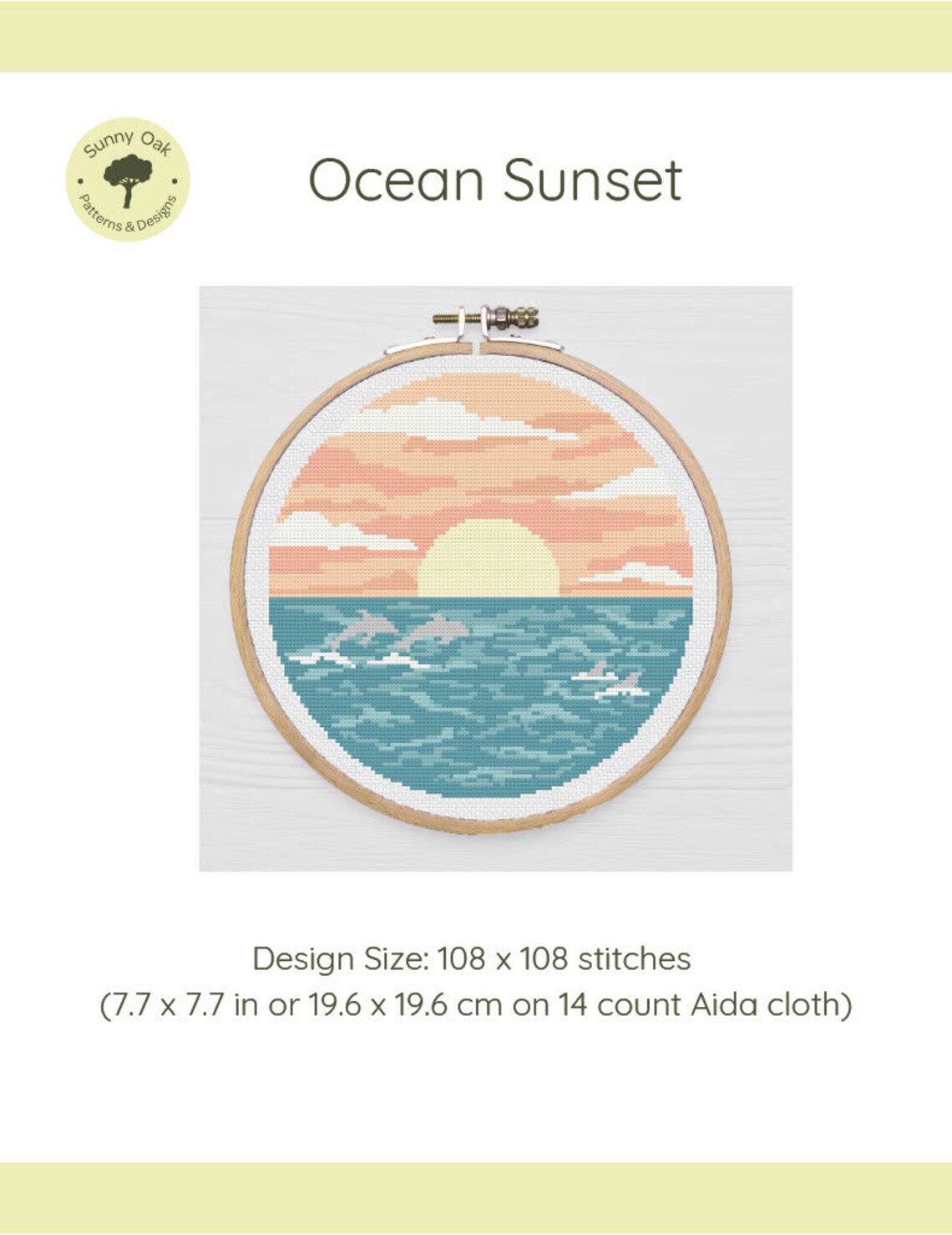 Ocean Sunset Cross Stitch Pattern - Nature Seascape Cross Stitch ...