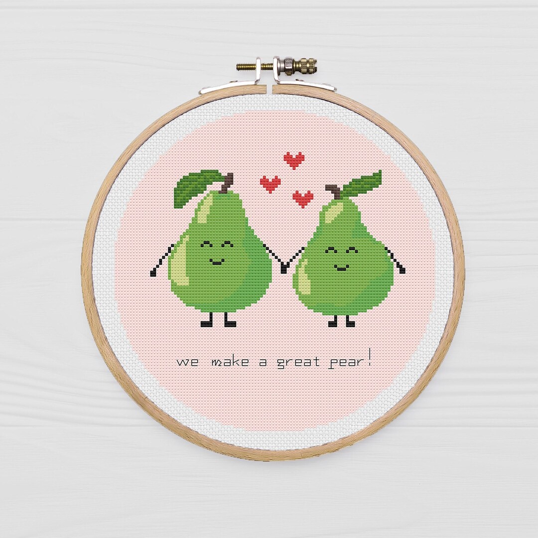 Great Pear Food Pun Cross Stitch Pattern - Cute Fruit Cross Stitch ...