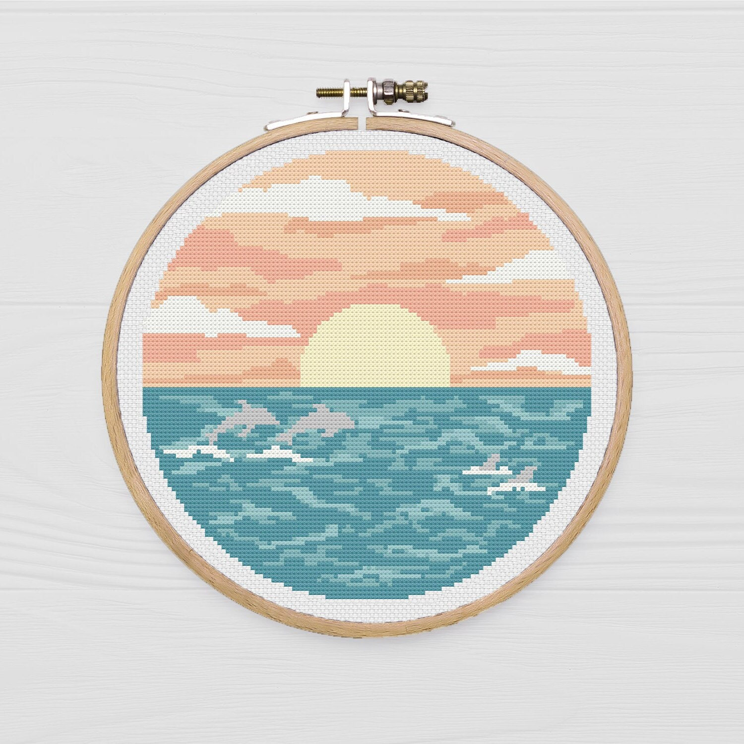 Ocean Sunset Cross Stitch Pattern - Nature Seascape Cross Stitch ...