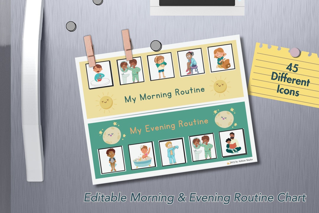 Morning and Evening Routine Chart Customizable Back-to-school - Etsy