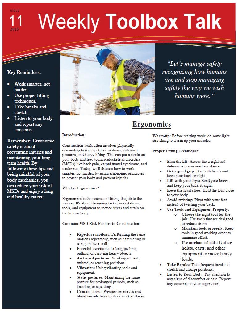 5 Weekly Toolbox Talks - Weekly Safety Topics - Construction Safety ...