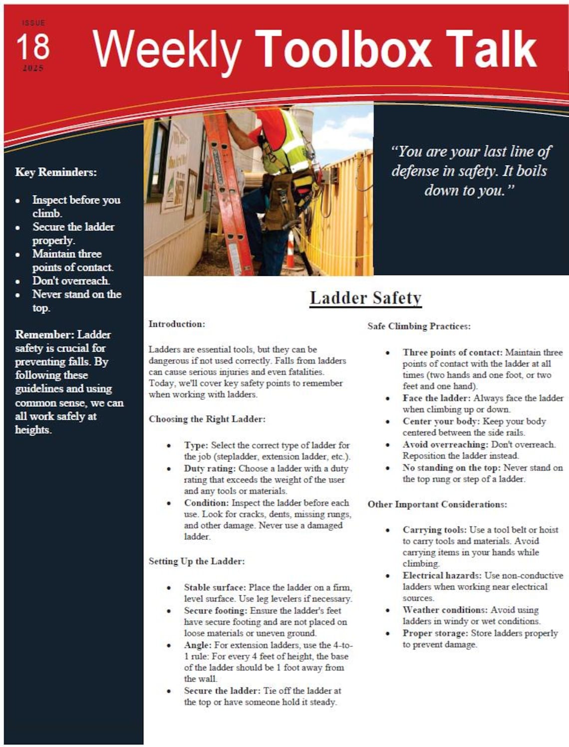 1 Year of Weekly Construction Safety Toolbox Talks: 52 Topics (digital ...