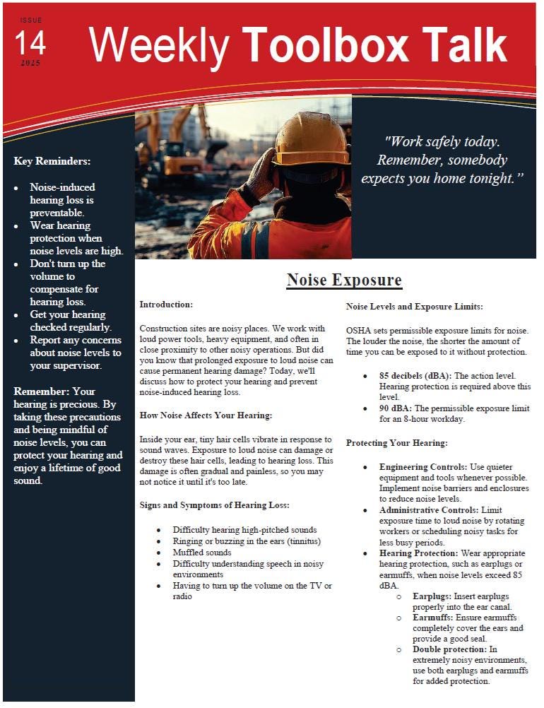 5 Weekly Toolbox Talks - Weekly Safety Topics - Construction Safety ...