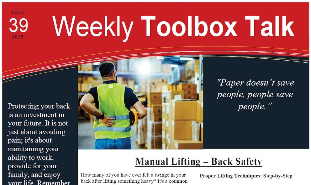 5 Weekly Toolbox Talks - Safety Topics - Construction Safety ...