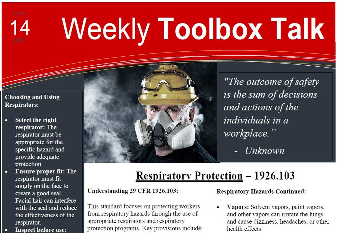 5 Weekly Toolbox Talks - Safety Topics - Construction Safety ...