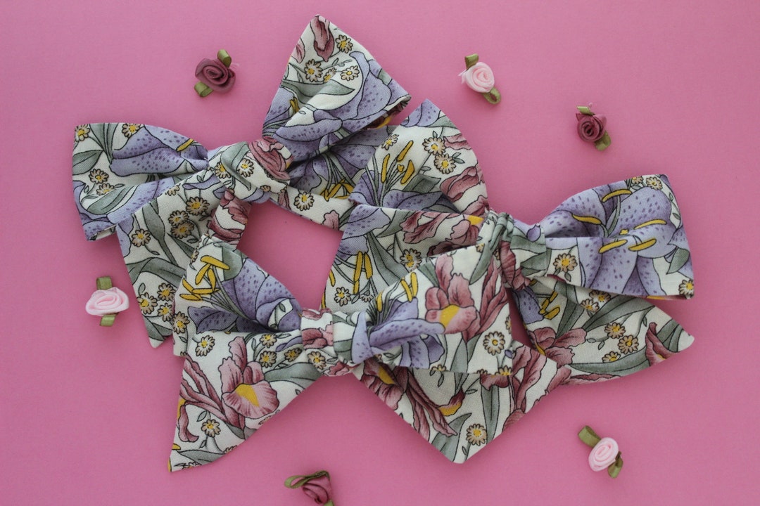 Pinwheel Hair Bow floral Cottage Core - Etsy