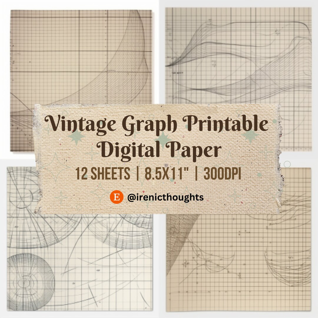 Vintage Graph Paper Junk Journal Kit 12 Sheets Vintage Ephemera ...