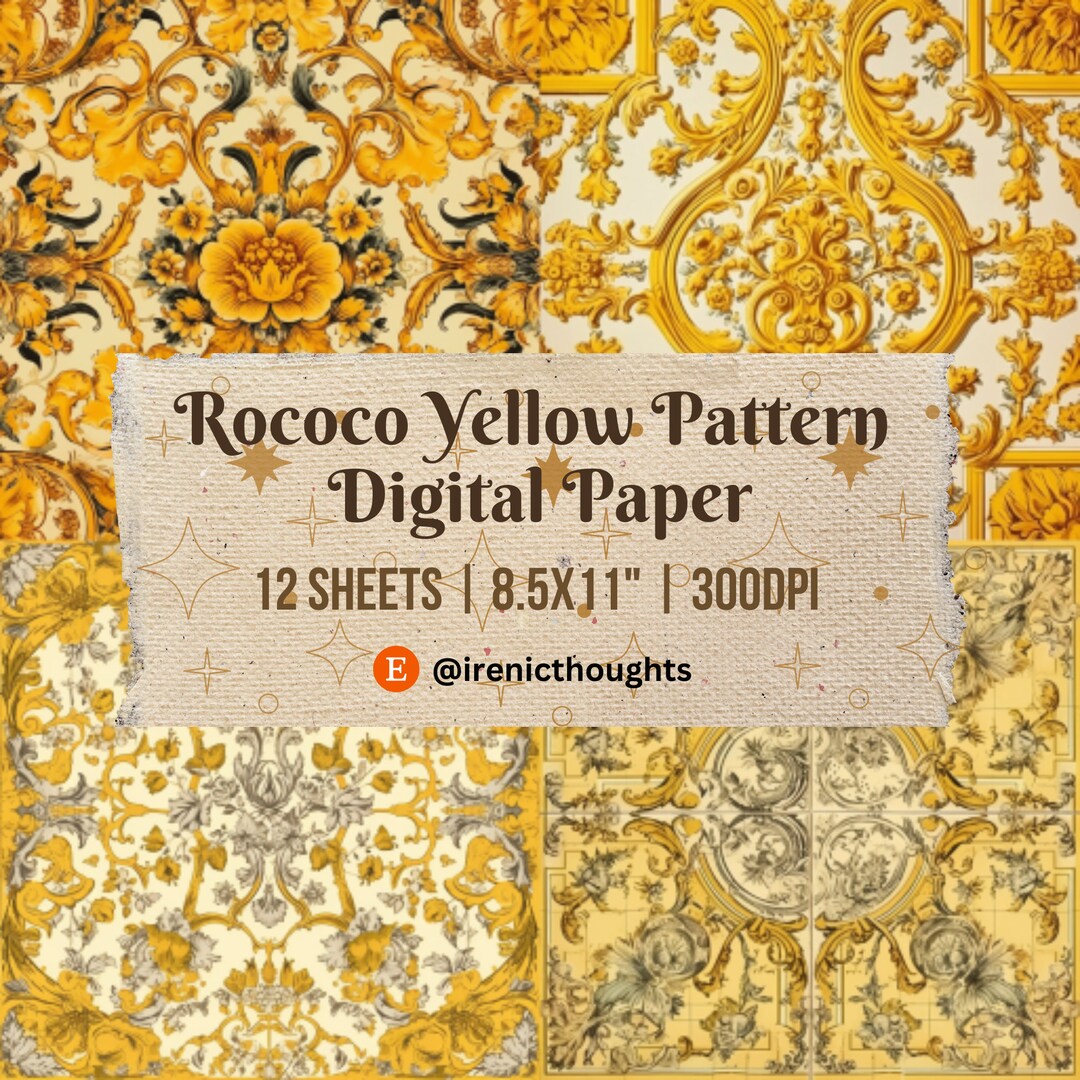 Rococo Patterns Gold Theme 12 Sheets Digital Junk Journal, Journal Kit ...