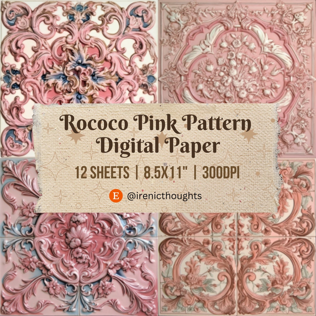 Rococo Patterns Pink Theme 12 Sheets Digital Junk Journal - Etsy UK