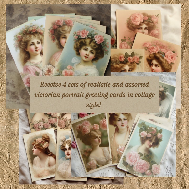Vintage Victorian Ephemera Elegant Portrait Greeting Cards Printable ...