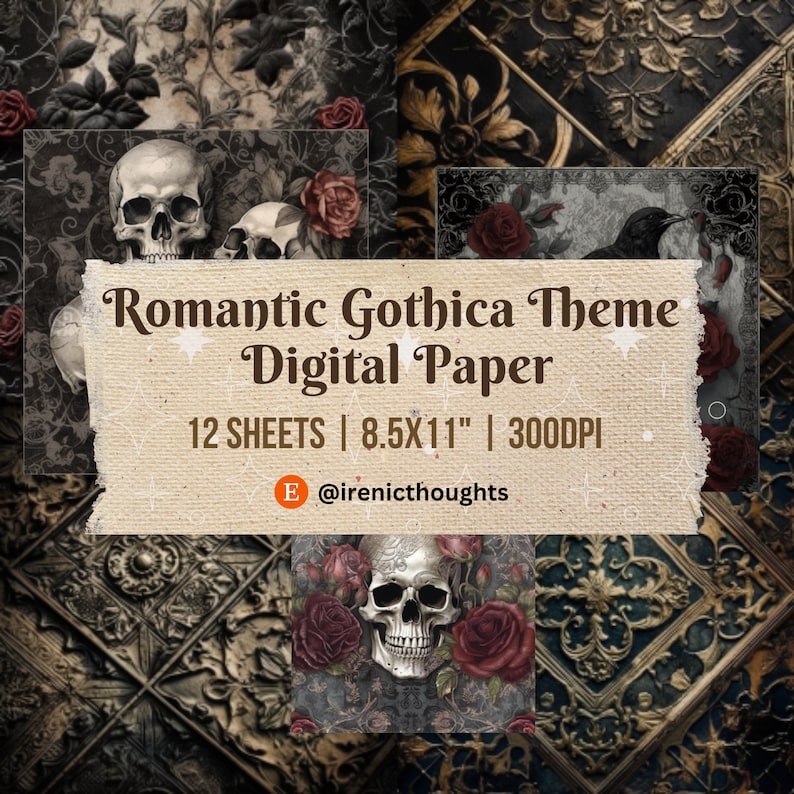 Romantic Gothica Journal Kit 12 Sheets Digital Junk Journal, Junk ...