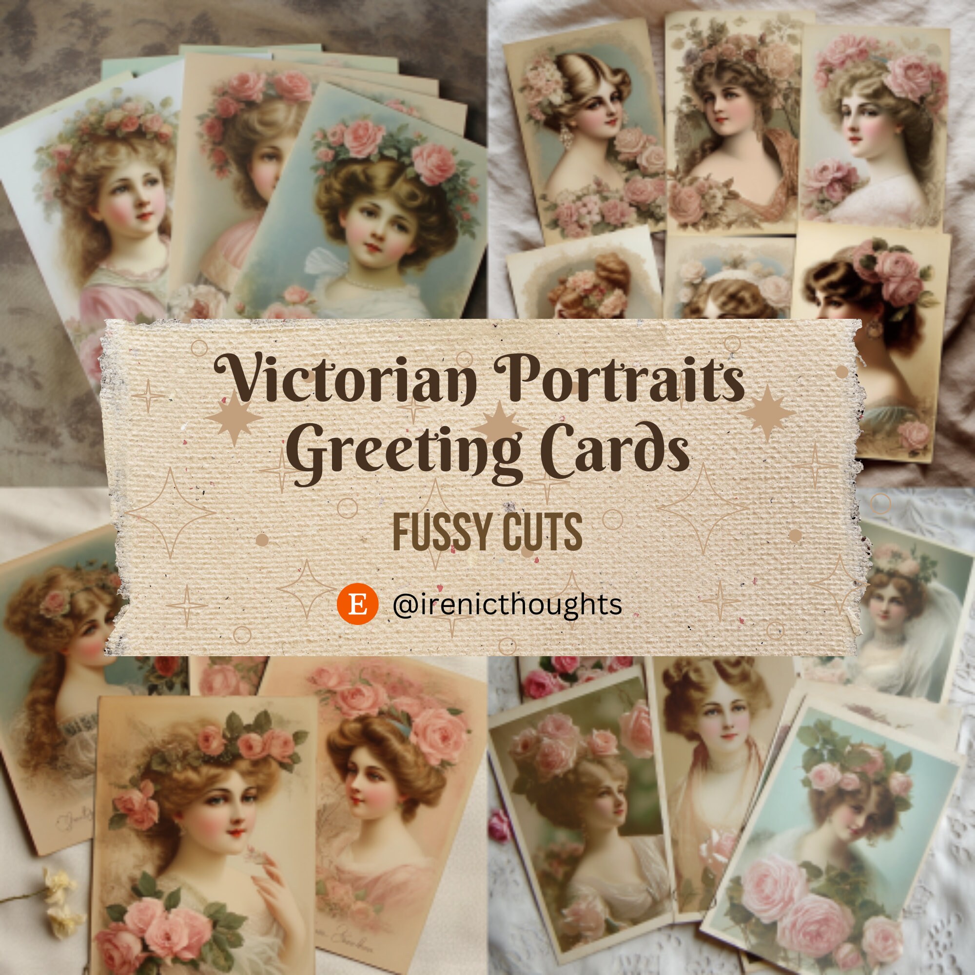 Vintage Victorian Ephemera Elegant Portrait Greeting Cards Printable ...