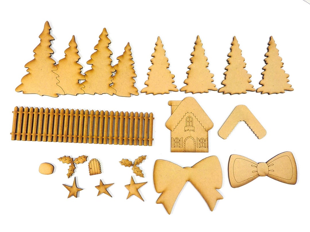 Madhatters Laser Cut Designs MDF 3D Winter Cottage Scene Craft - Etsy