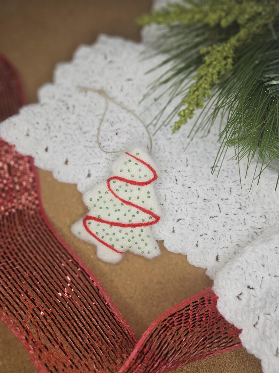 Needle-felted Wool Christmas Tree Cake Ornament - Etsy