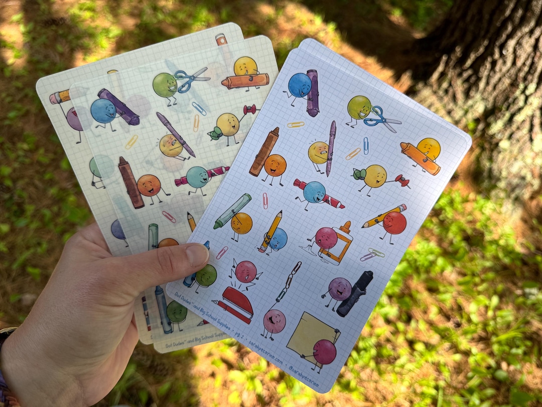 Dot Dudes School Supplies Stickers: Planner, Journal, Kids (2 Sheets ...
