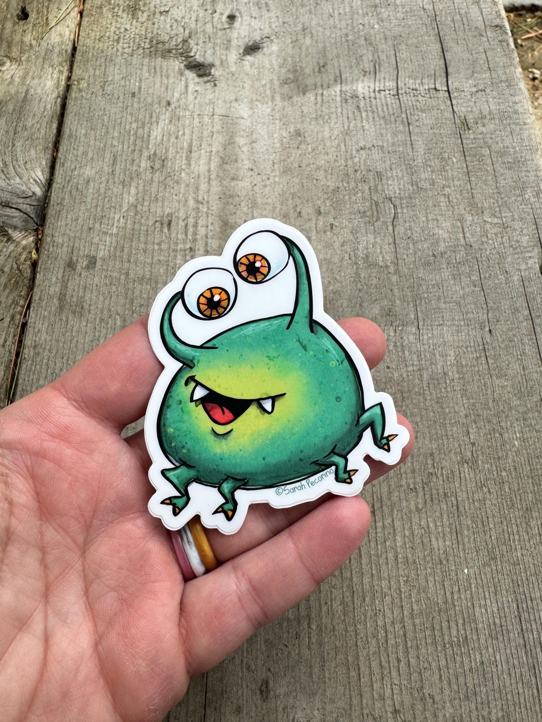 Cute Monster Vinyl Sticker - Teal Green Monster Sticker | Waterproof ...