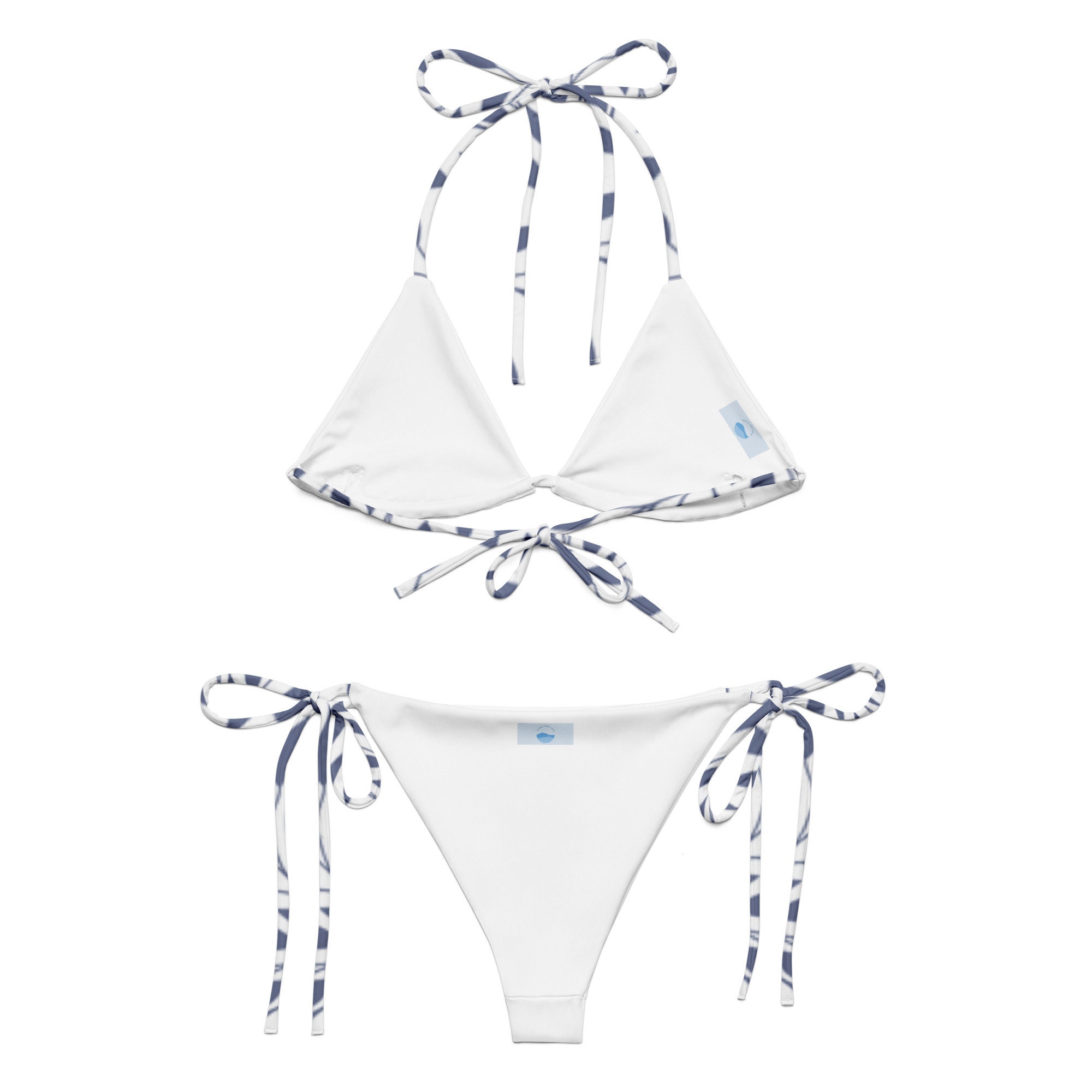 String Bikini Blue Leaves Two-piece Swimsuit Floral Bikini - Etsy