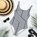One-piece Swimsuit Blue Geometric Print, Floral One-piece, Bathing Suit ...