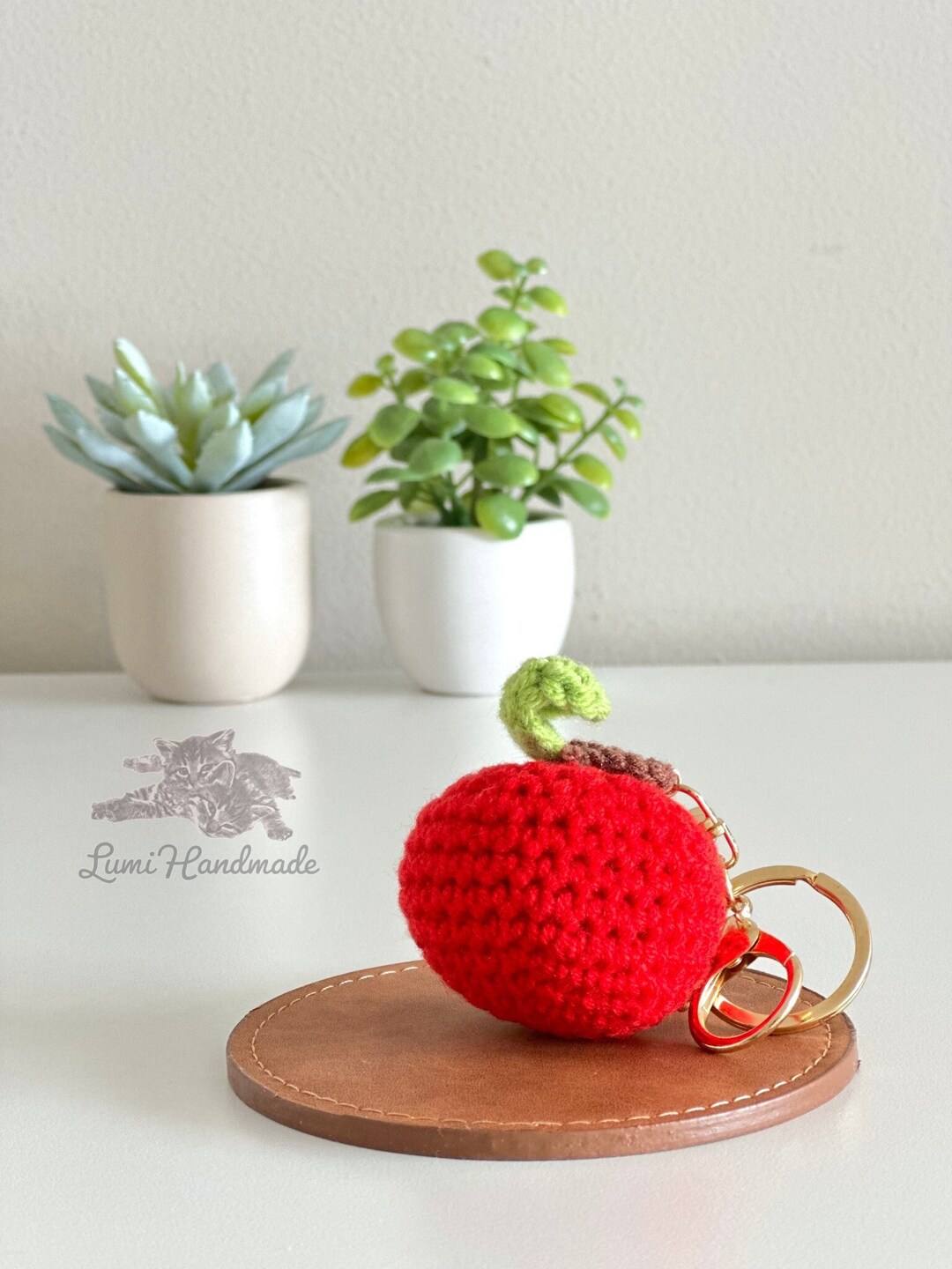 Crochet Apple Keychain, Cute, Accessories, Knitted, Handmade, Charm ...