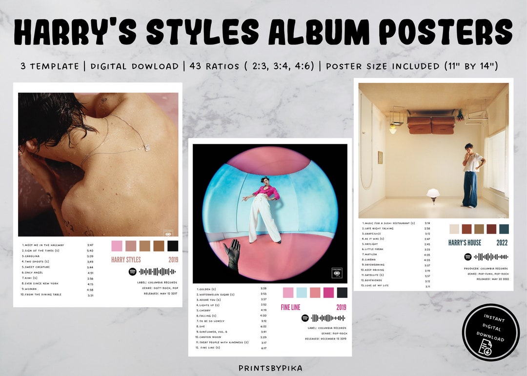Harry Styles Album Print Set of 3 Posters Wall Art Print - Etsy