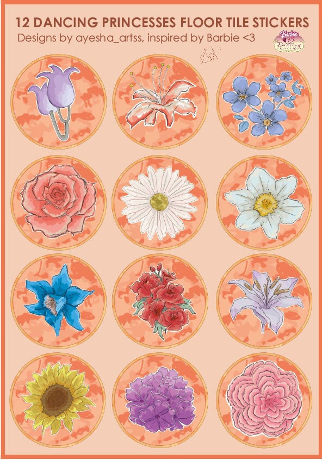 Barbie 12 Dancing Princesses Sticker Sheet - Etsy