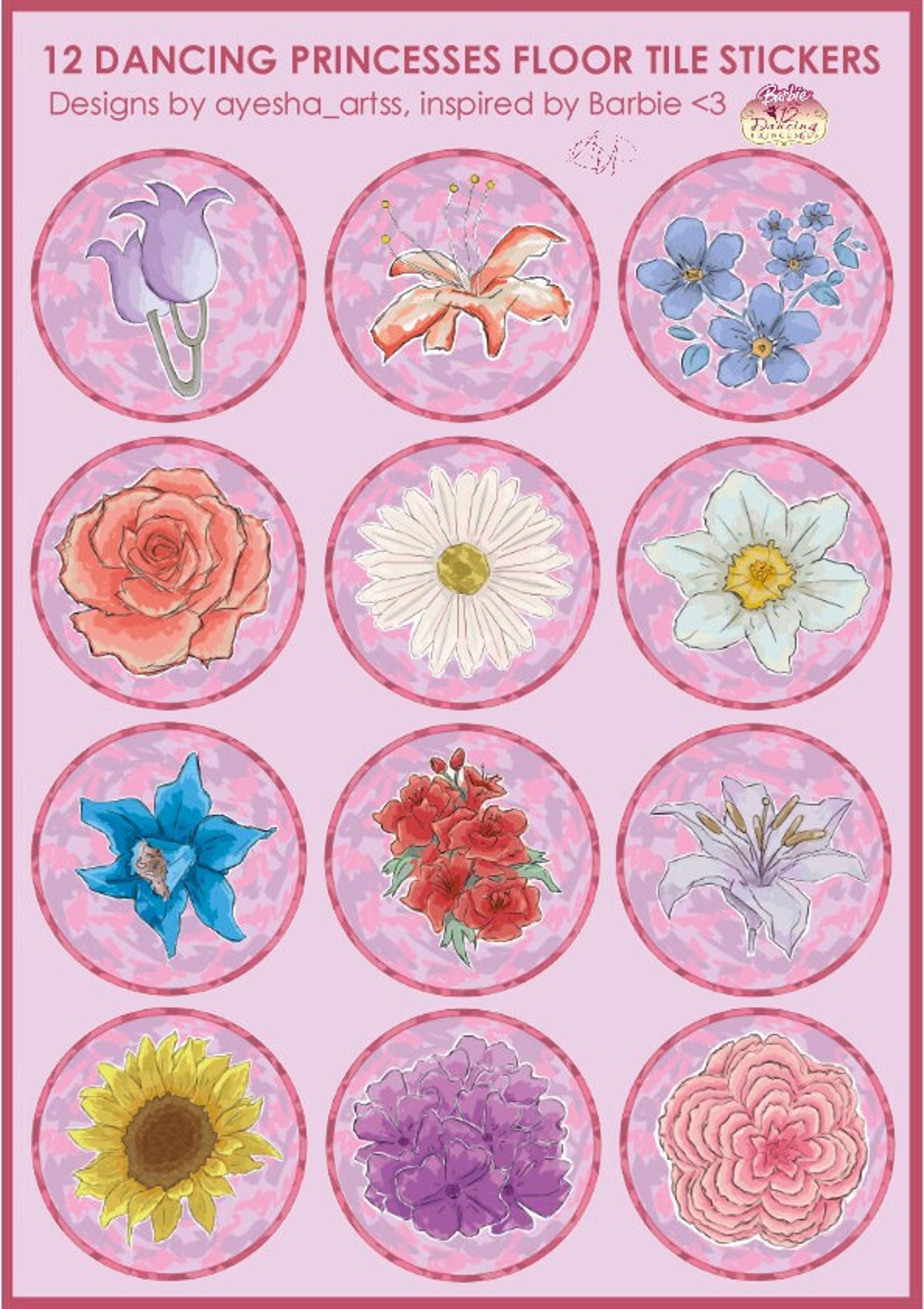 Barbie 12 Dancing Princesses Sticker Sheet - Etsy