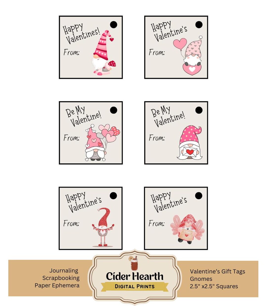 Digital Valentine's Gift Tags, Printable Gift Tags, Printable Valentine ...