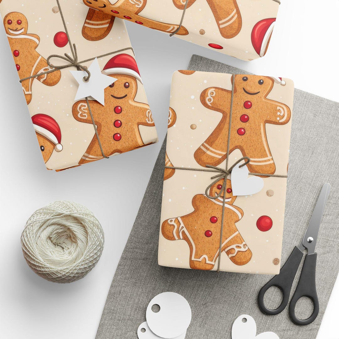 Gingerbread Man Cooking Wrapping Paper | Christmas Gift Wrap | Premium ...