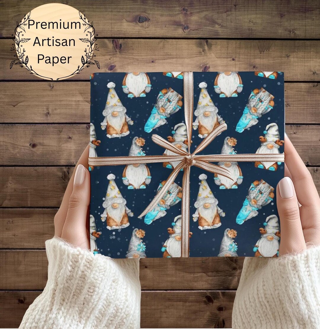 Festive Gnome Wrapping Paper Roll, Eco-friendly Gift Wrap, Holiday Wrap ...