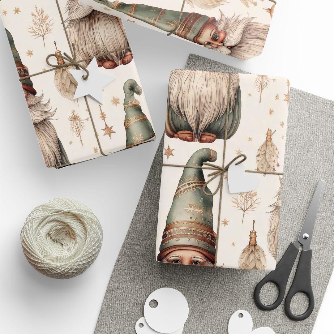 Nordic Gnomes Wrapping Paper | Gift Wrap | Craft Paper - Etsy