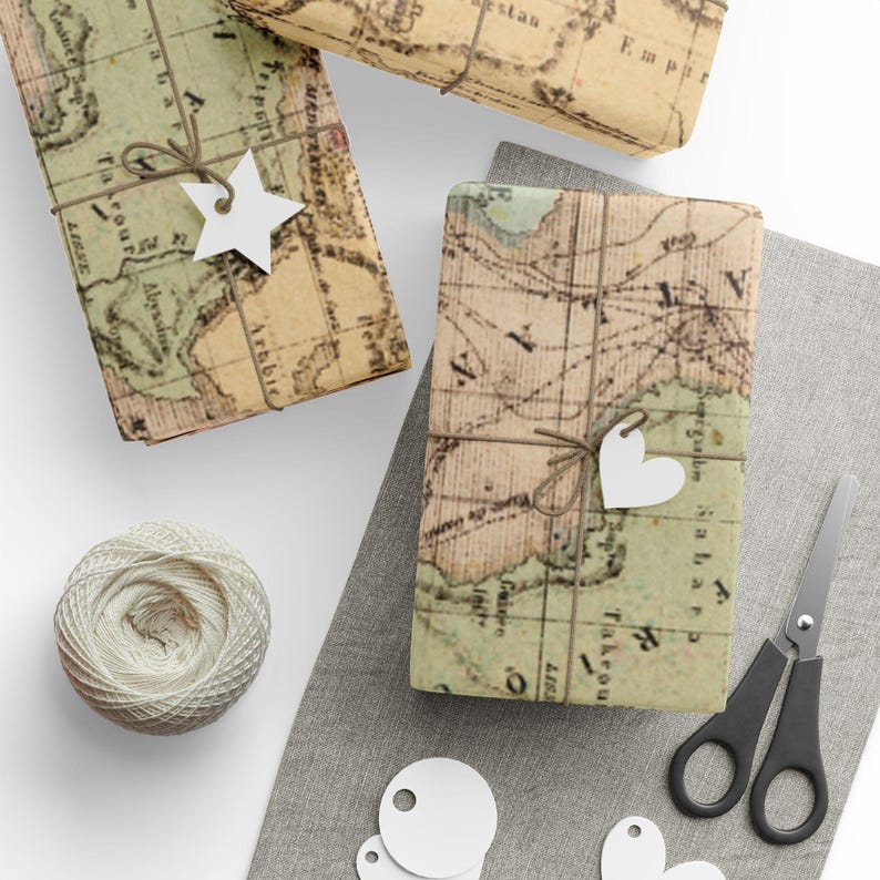 Vintage World Map Wrapping Paper | Travel-themed Gift Wrap | Paper ...