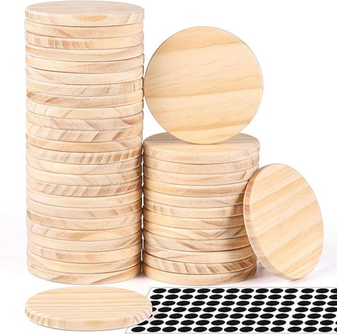 Unfinished Wood Coasters, 4 Inch Round Blank Coasters for Crafts, Non ...