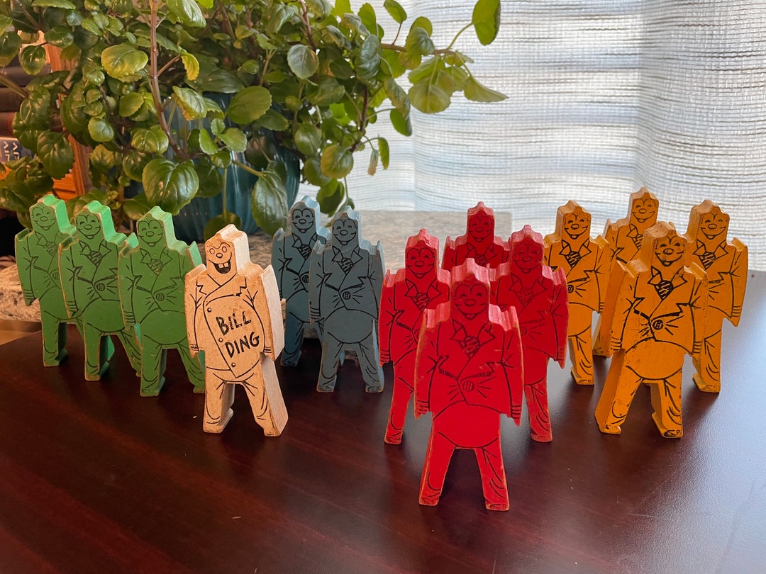 Vintage 30's 40's Bill Ding & Clowns 4.5 Balance Building Block Wood ...
