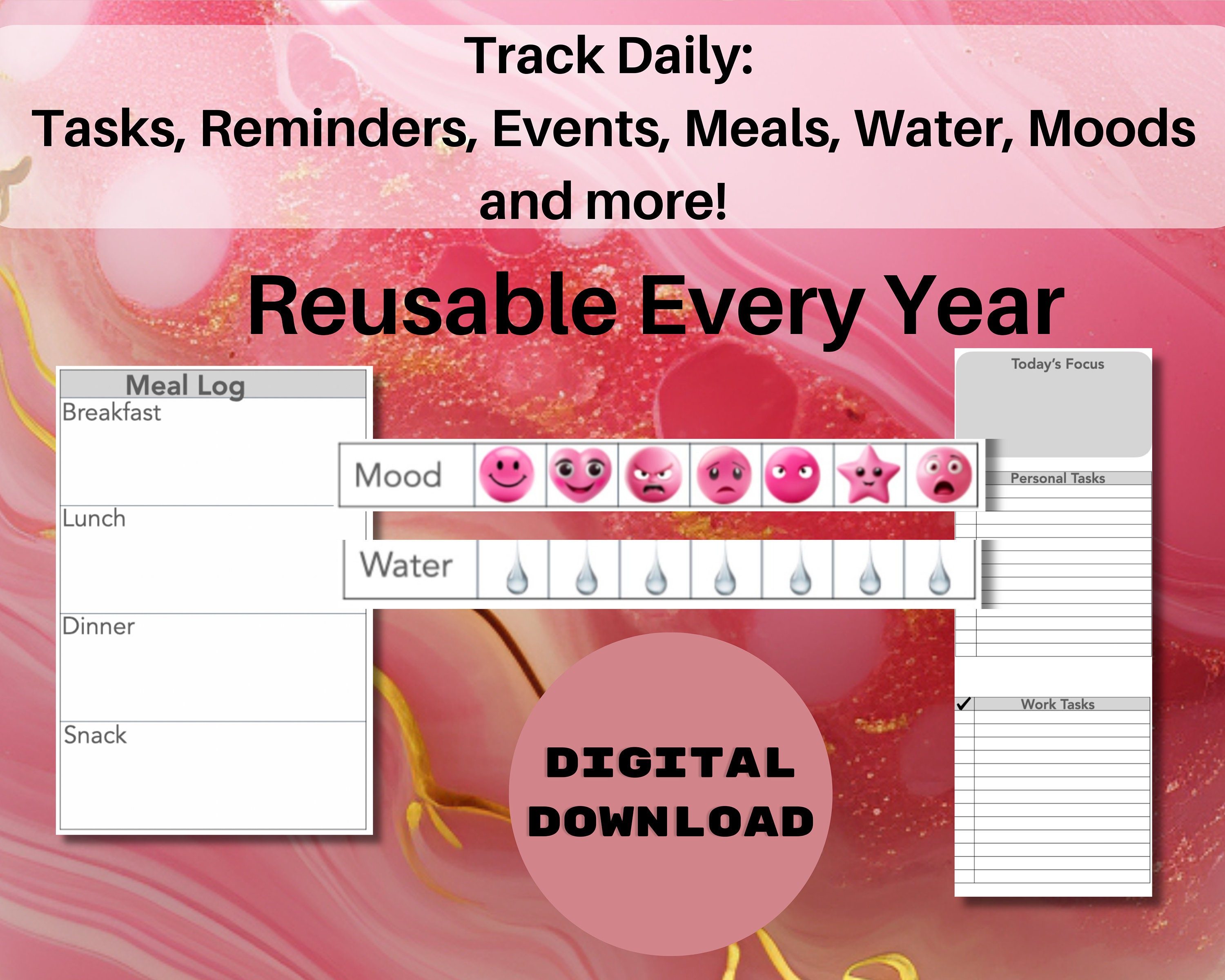 Customizable Digital Planner: Daily, Weekly, Monthly View Productivity ...