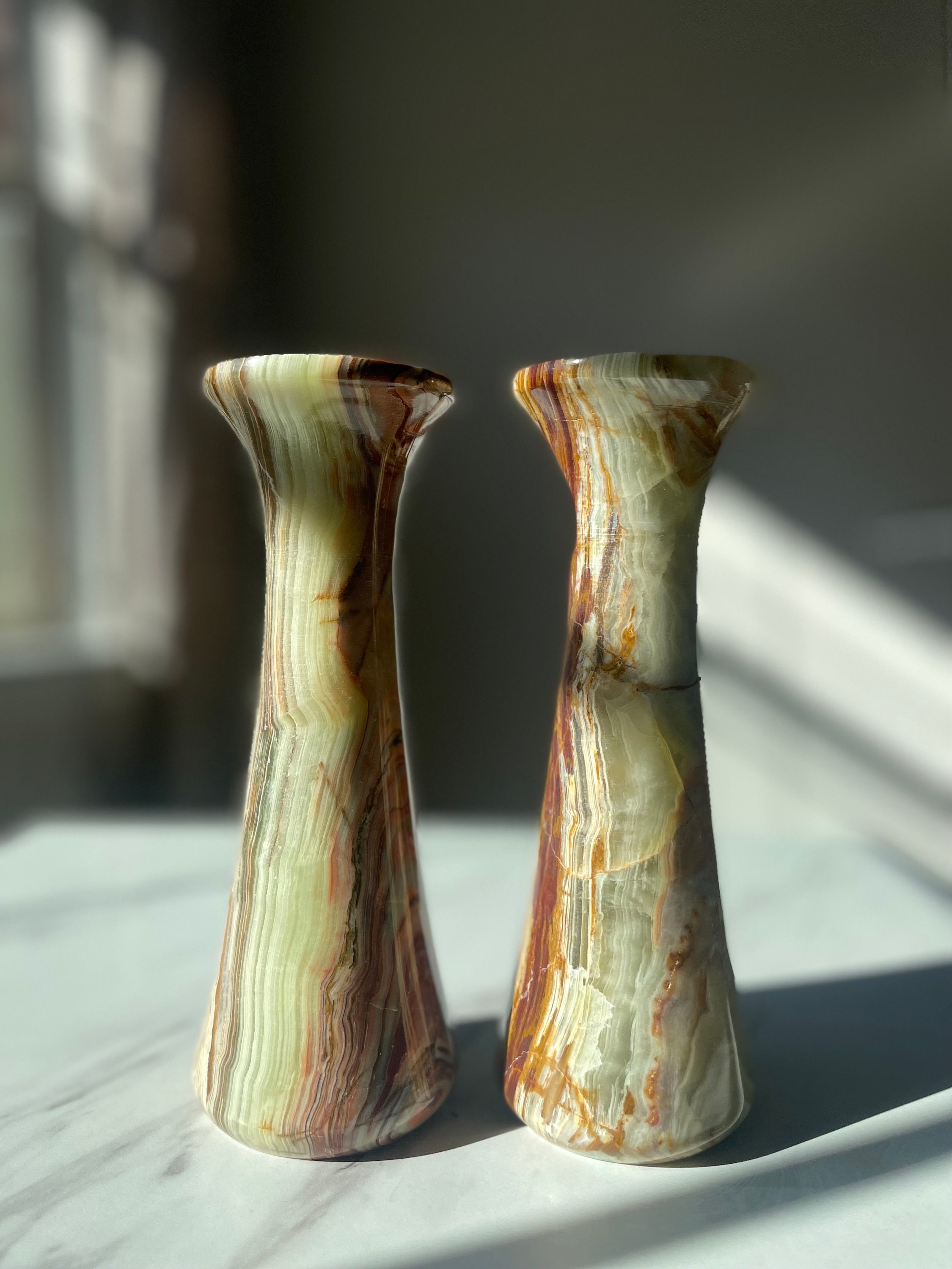 Tall Marble Vase: Cylindrical Natural Stone Decor - Etsy