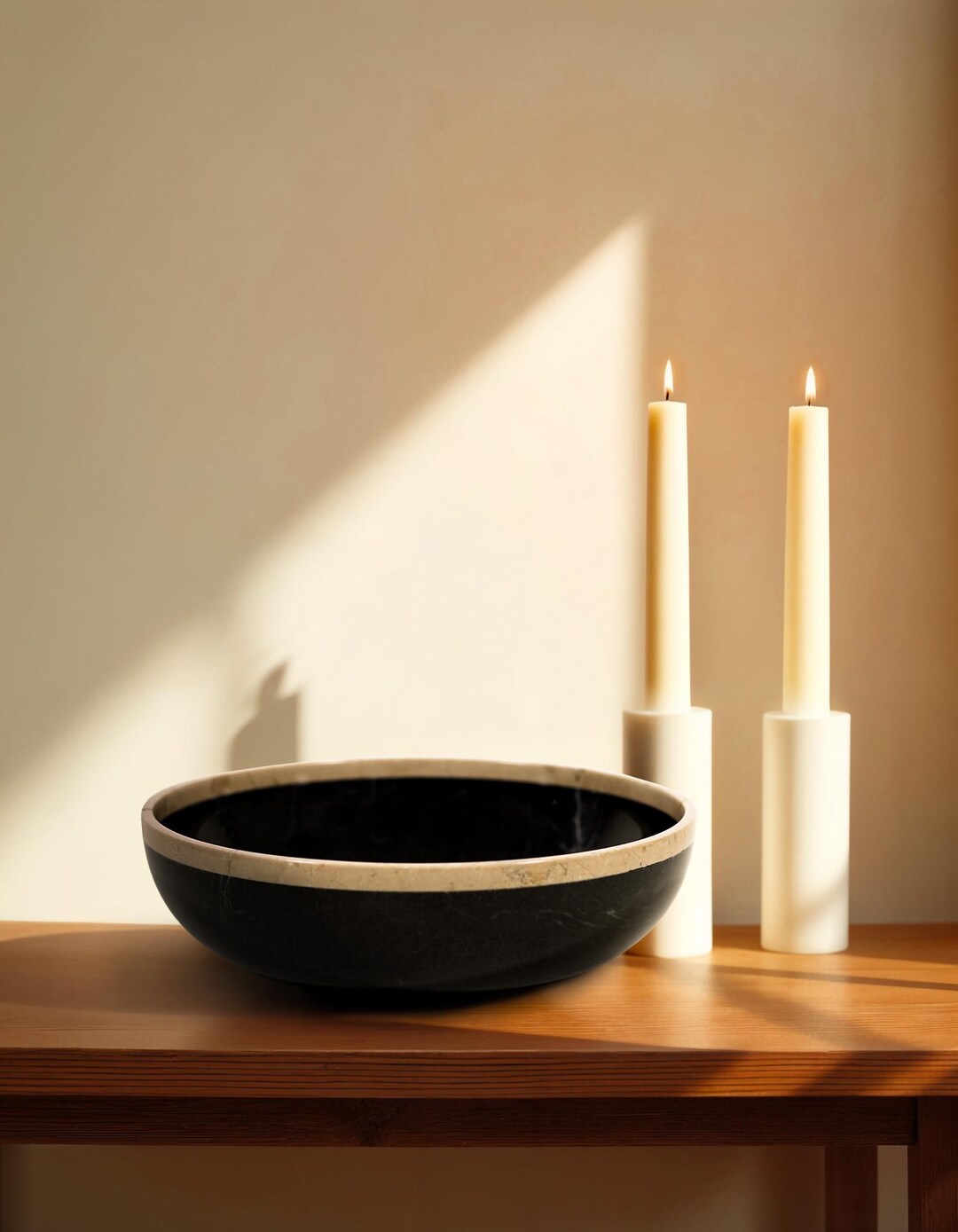 Black Marble Halo Bowl: Decorative Stone Centerpiece (10x10x3) - Etsy