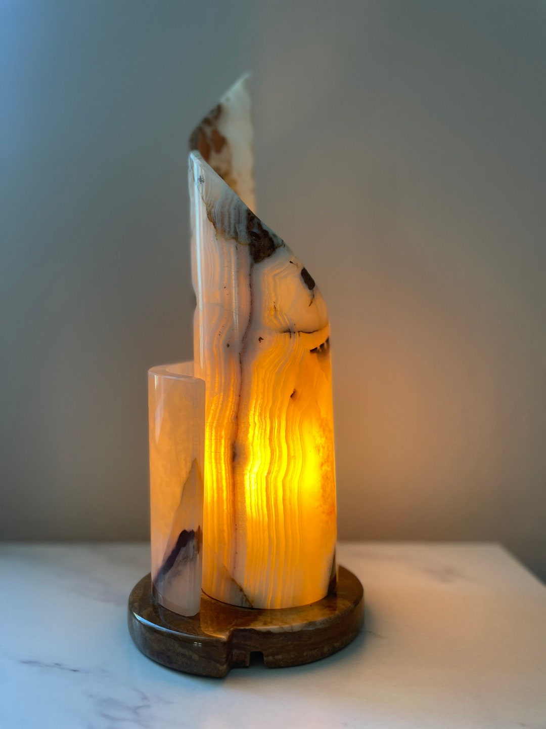 Onyx Lamp, Marble Lamp, Dimmer, Curved, Unique Lamps, Table Decor, Home ...
