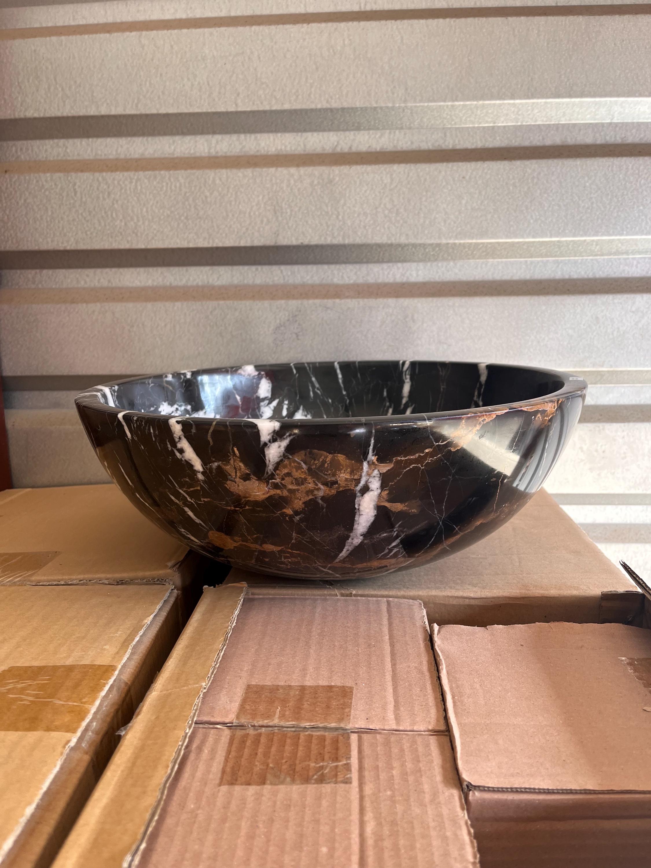 Michelangelo Marble Sink, Handmade Marble Vessel Sink: 16" Round Stone ...