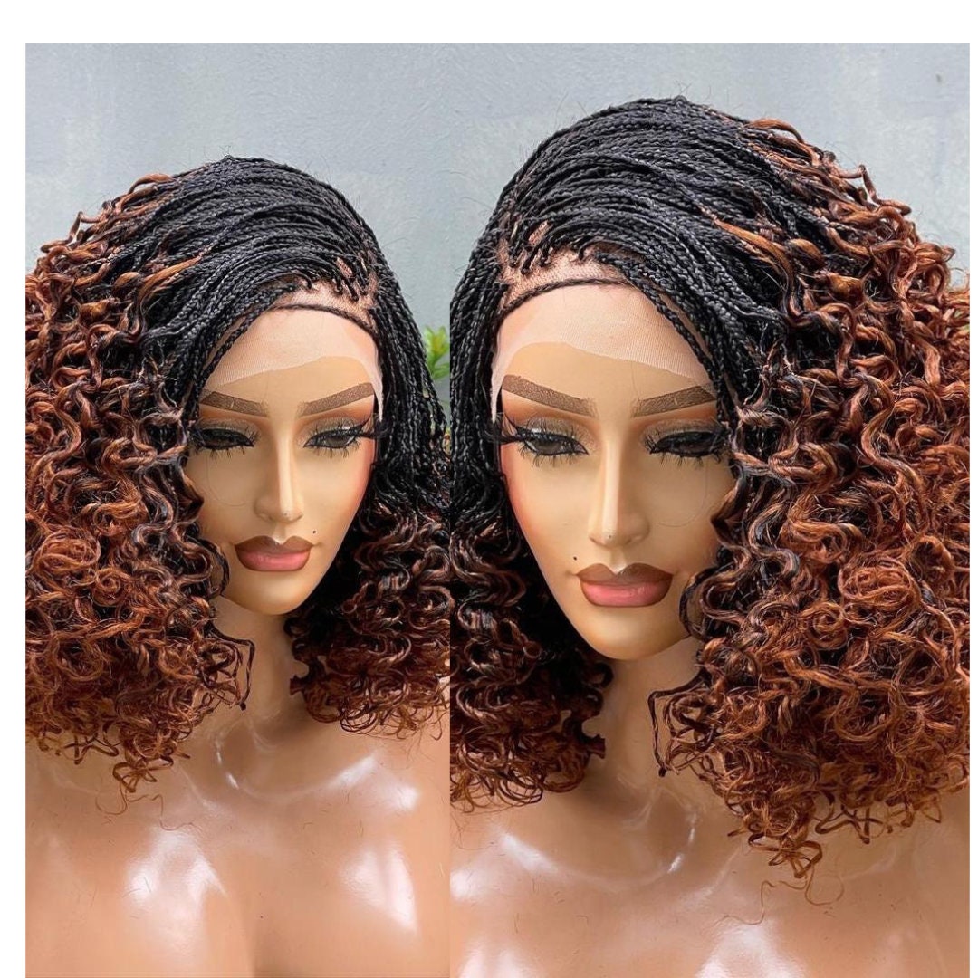 Braided Wig, Braids Wig, Goddess Faux Locs.. FULL Frontal WIG. Boho ...