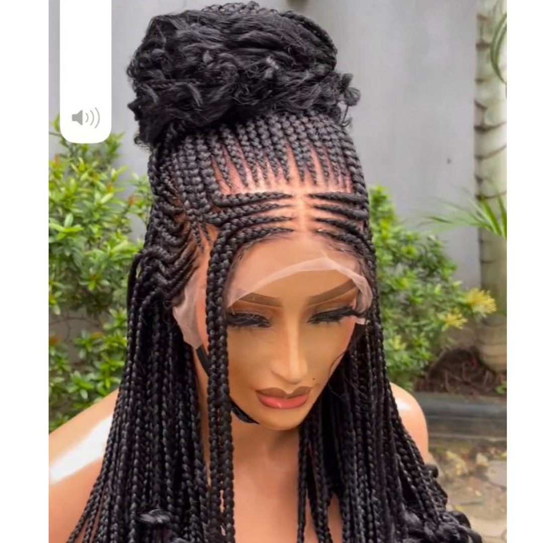 Cornrow Braids Wig, Fulani Braids, Ghana Weave. Black Women Wig, Front ...