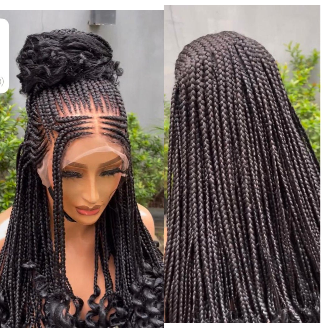 Cornrow Braids Wig, Fulani Braids, Ghana Weave. Black Women Wig, Front ...