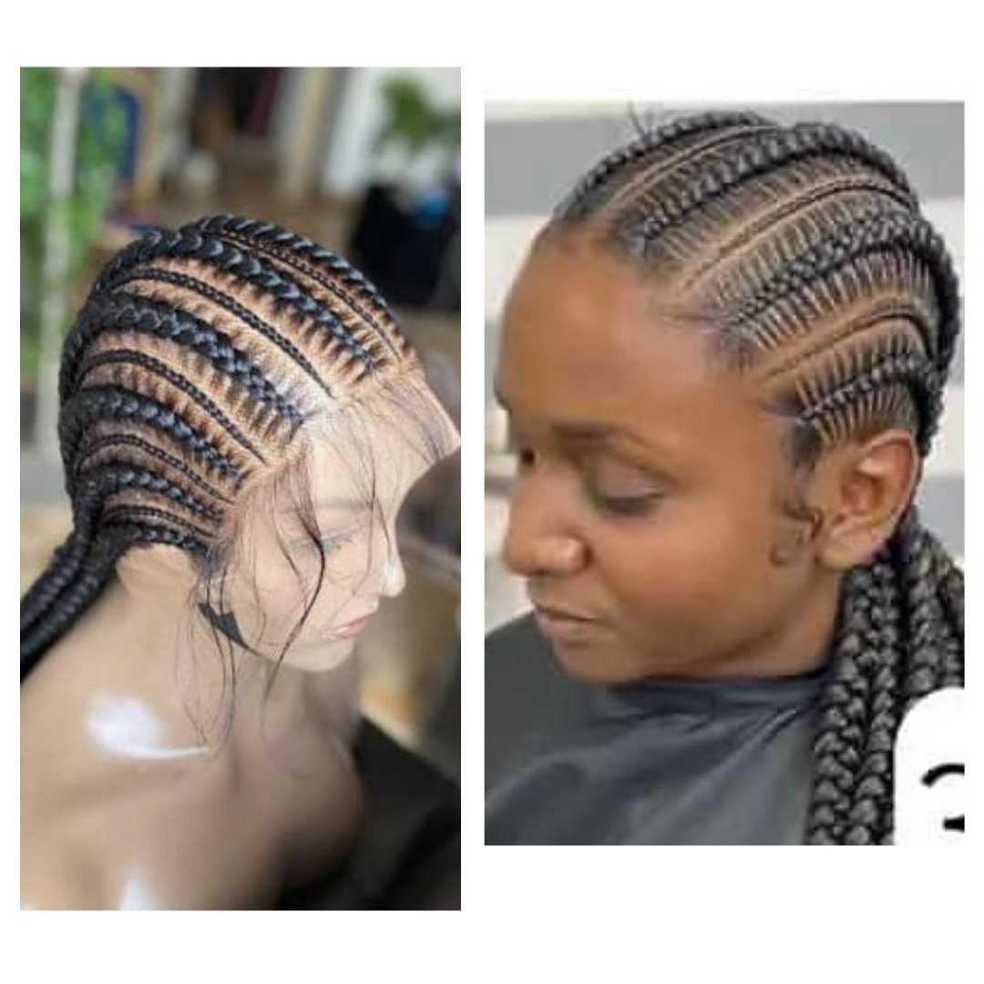 Natural Stitch Cornrow, Feedin Braids, Fulani Braids, Braided Wig, Wig ...