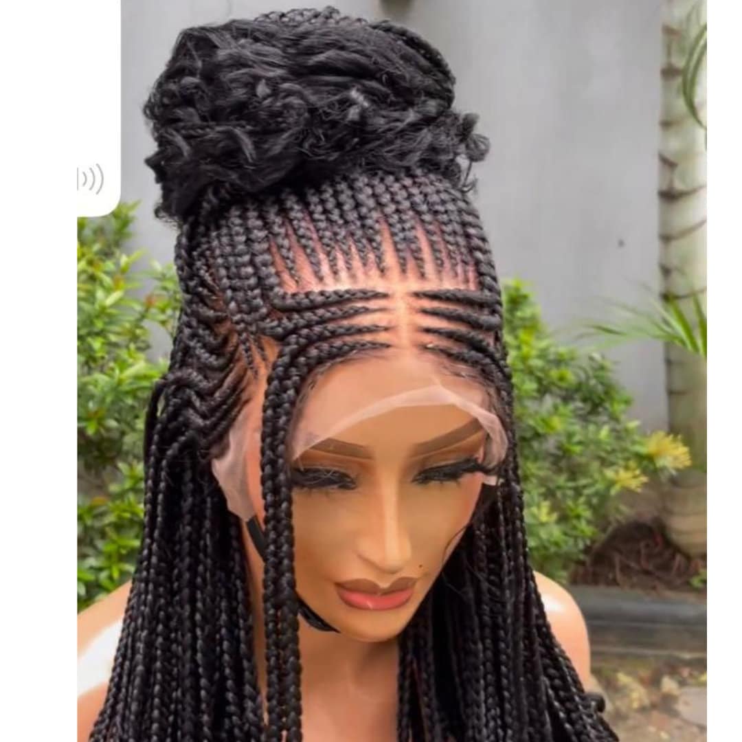 Cornrow Braids Wig, Fulani Braids, Ghana Weave. Black Women Wig, Front ...