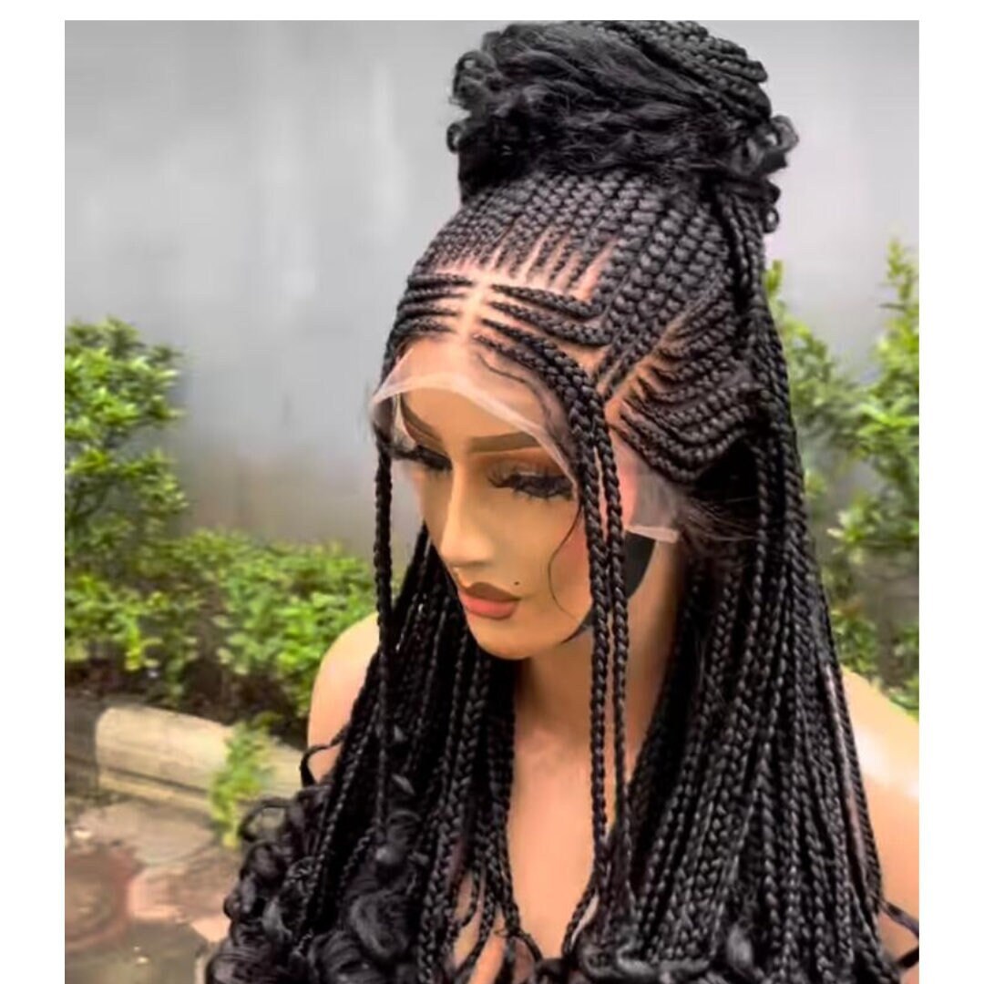 Cornrow Braids Wig, Fulani Braids, Ghana Weave. Black Women Wig, Front ...