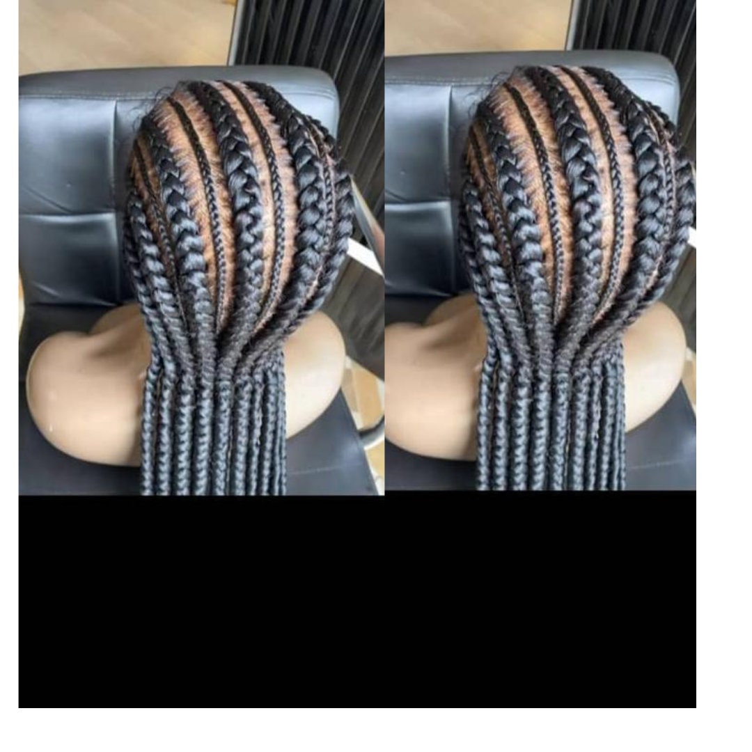 Natural Stitch Cornrow, Feedin Braids, Fulani Braids, Braided Wig, Wig ...