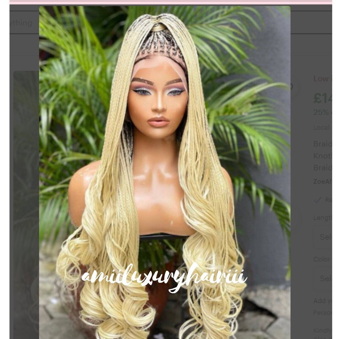 Luxury Knotless Box Braid Wig: Silk Braids With French Curls - Etsy