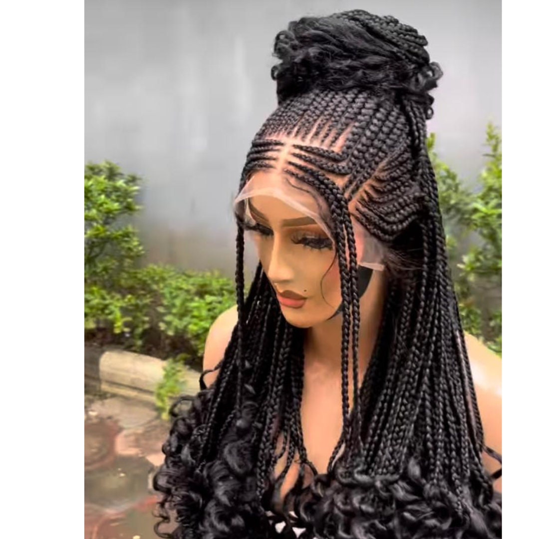 Cornrow Braids Wig, Fulani Braids, Ghana Weave. Black Women Wig, Front ...